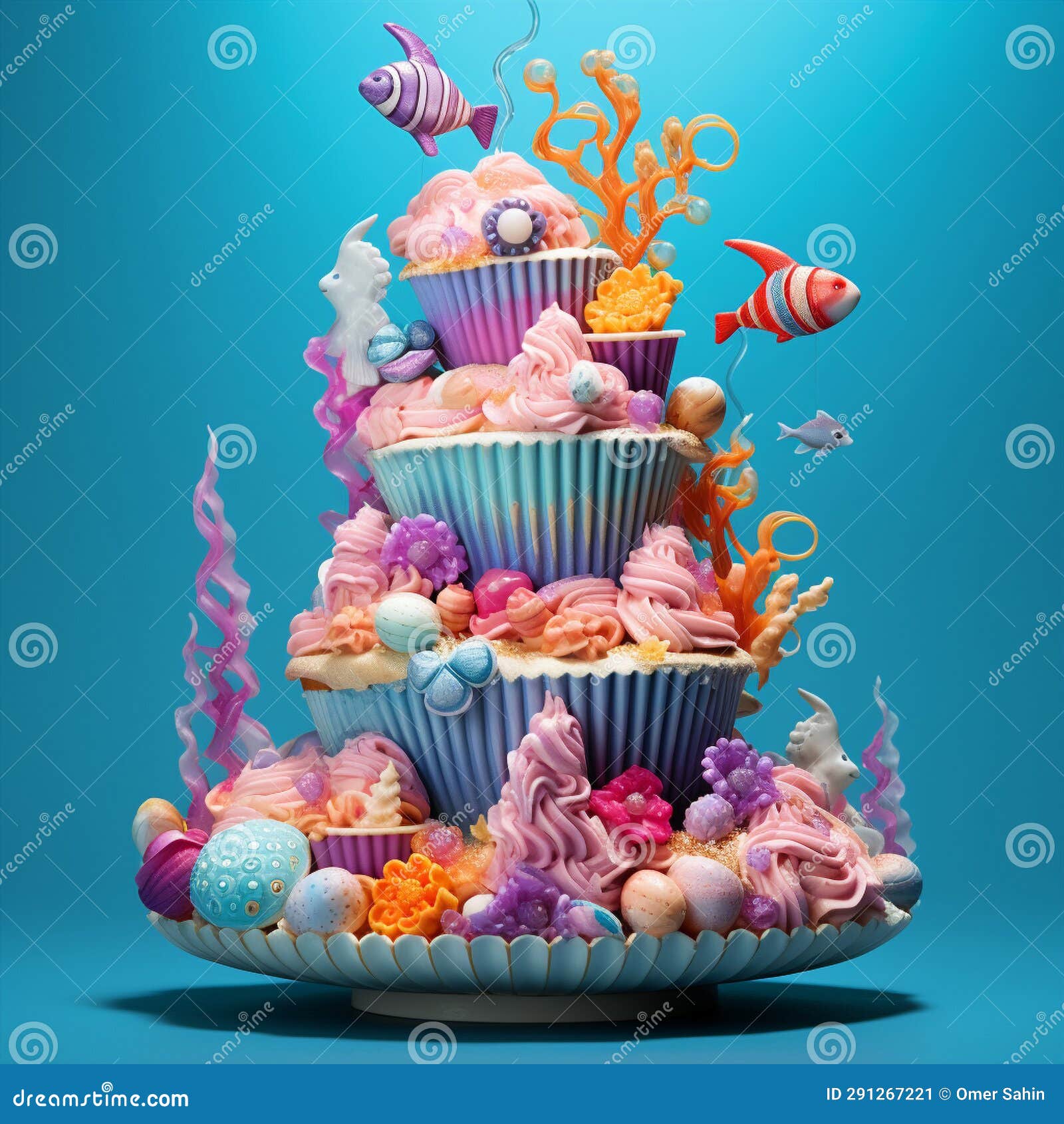 Enchanting Underwater Cupcake Tower Stock Image - Image of bubbles ...