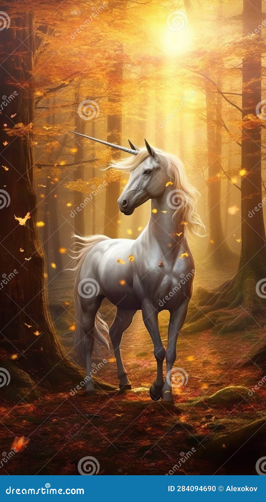 Enchanting Unicorn Prancing in a Magical Forest AI Generated Stock ...