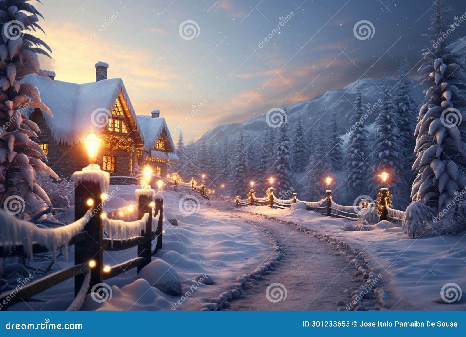 Enchanting Winter Wonderland Scenes with Stock Illustration ...