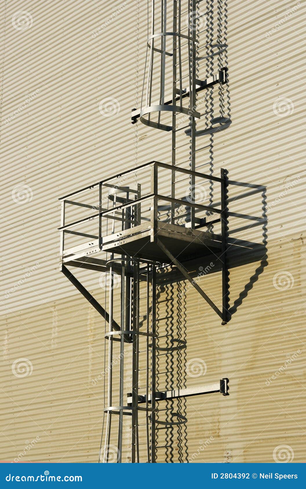 Enclosed Ladder on Outside of Stock Photo - Image of corrugated ...