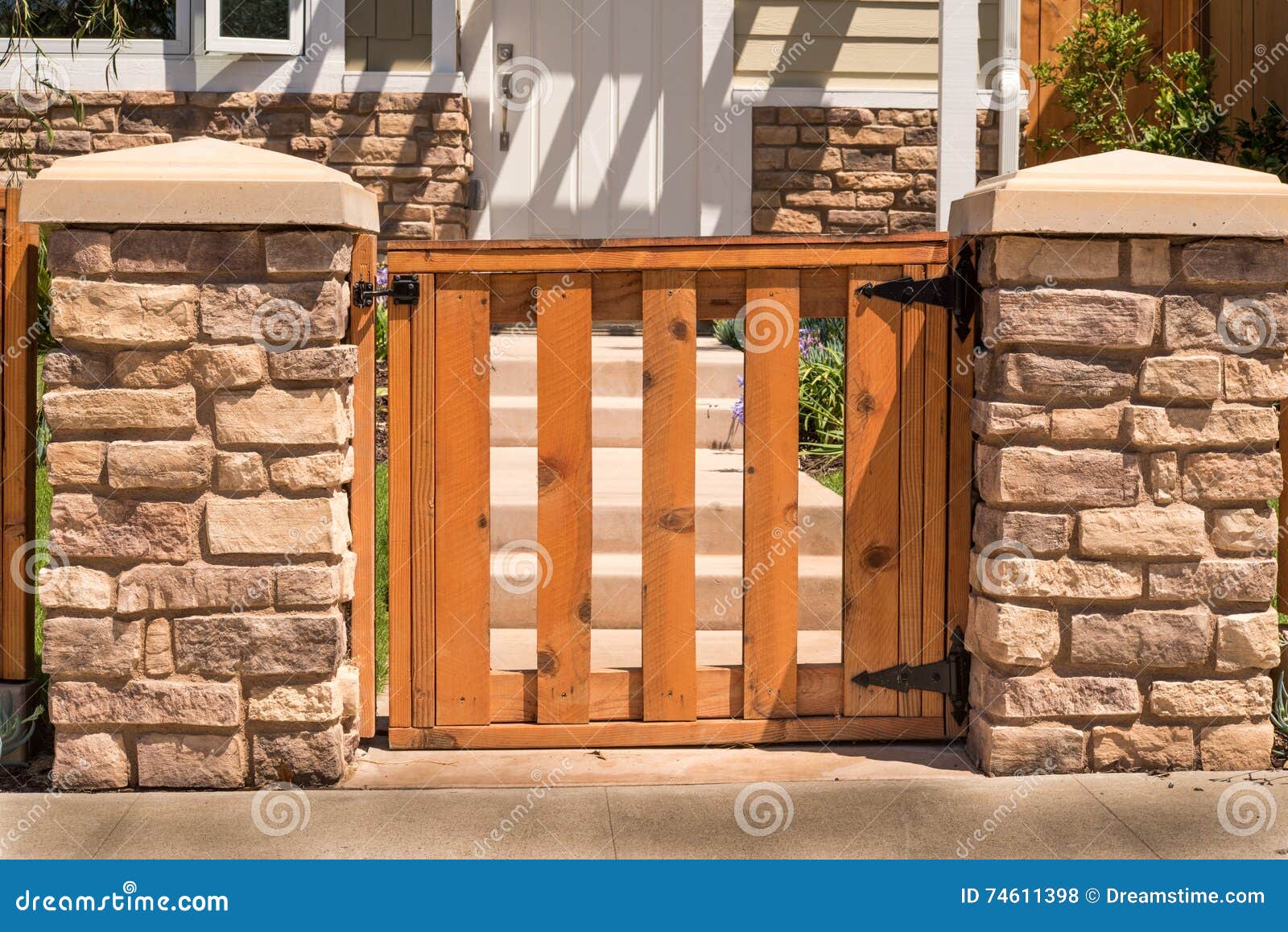 Enclosed wooden gate stock photo. Image of brown, architecture - 74611398