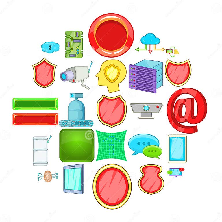 Encoding Icons Set, Cartoon Style Stock Vector - Illustration of laptop ...