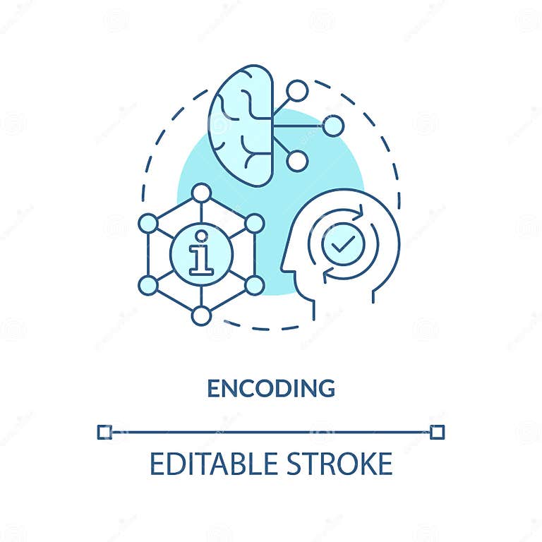 Encoding Information in Brain Concept Turquoise Icon Stock Vector ...