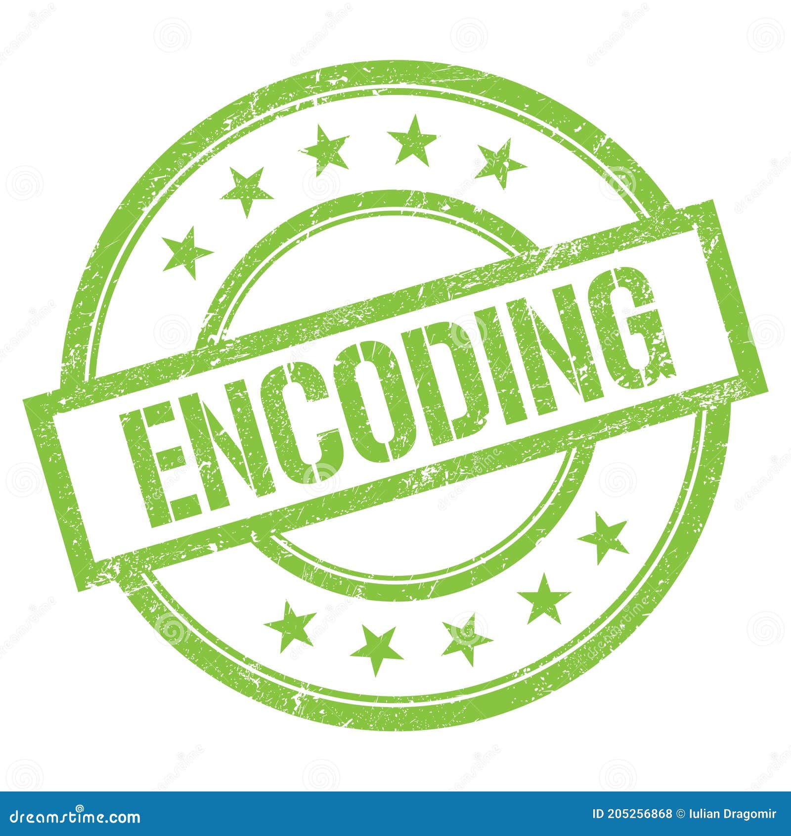 ENCODING Text Written on Green Vintage Stamp Stock Illustration ...