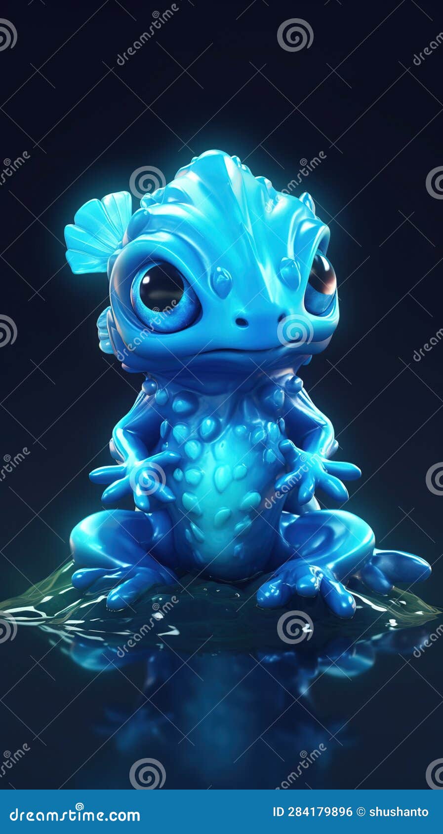 Small Blue Glowing Nocturnal Creature Stock Illustration - Illustration ...