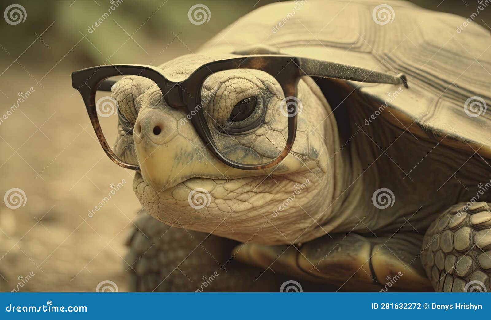 Encounter Venerable Turtle with Poor Eyesight, Relying on Glasses for ...