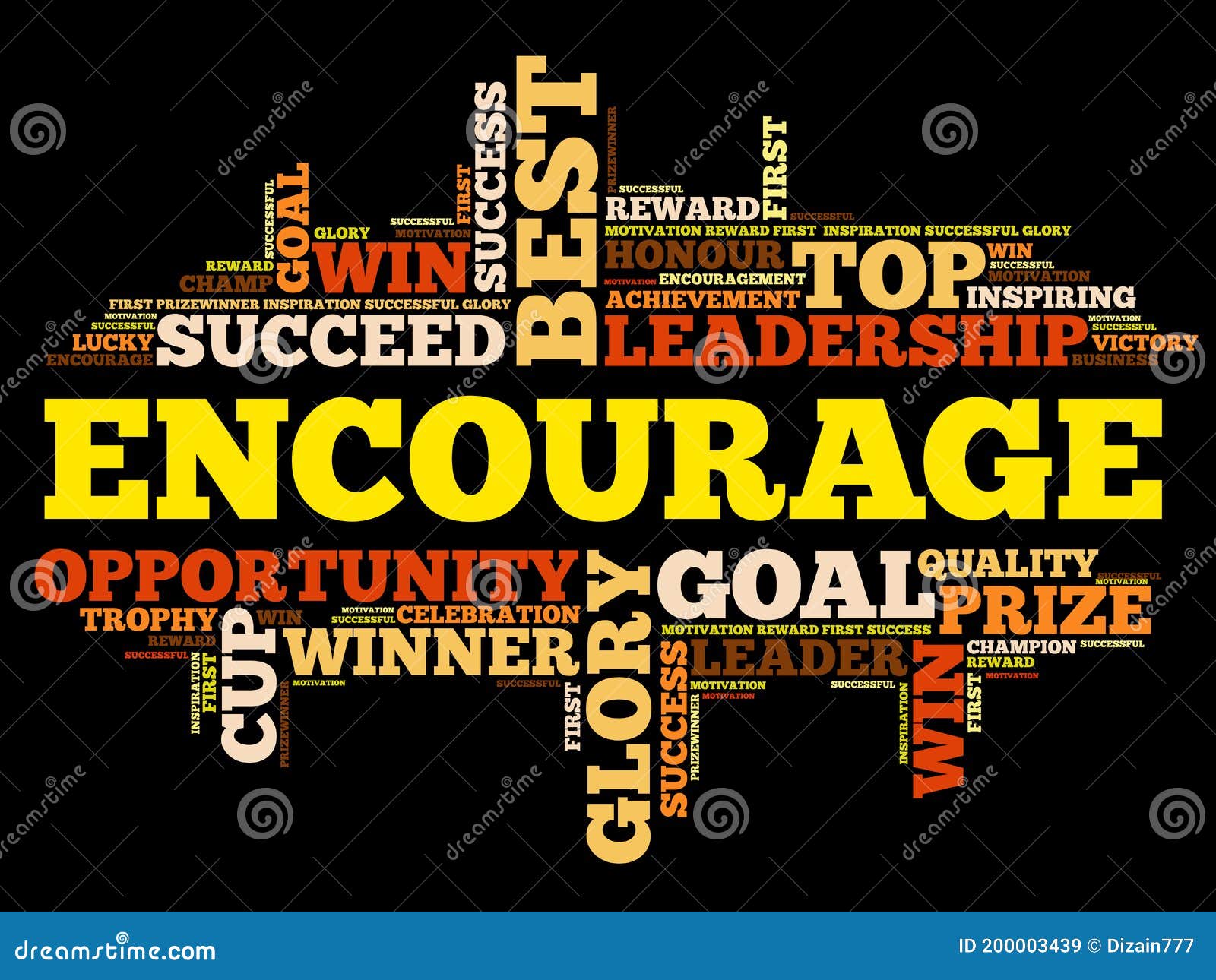 Encourage word cloud stock illustration. Illustration of inspiring ...