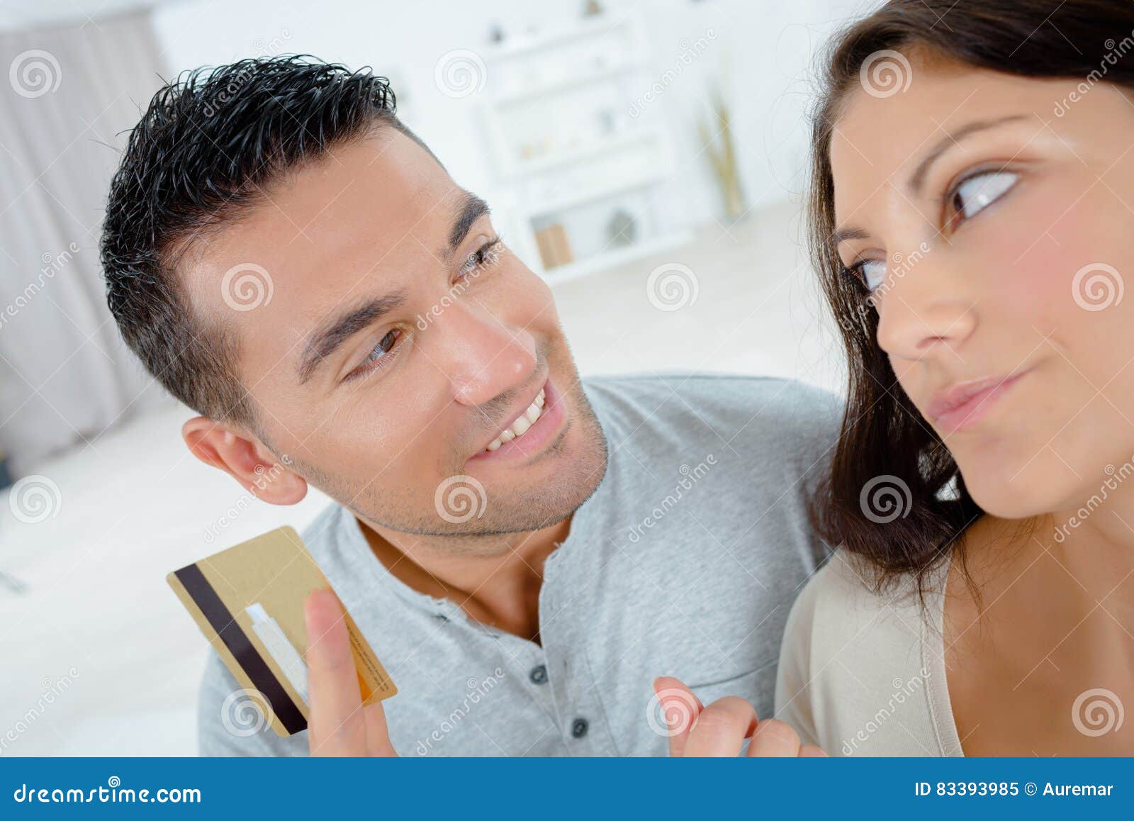 Encouraging Girlfriend To Spend Money Stock Image - Image of home ...