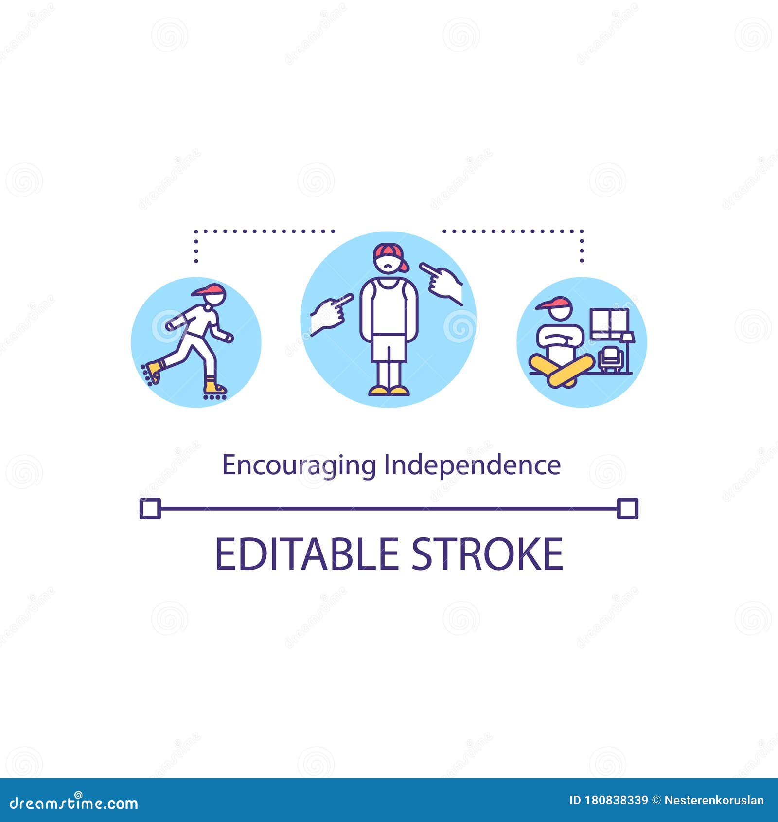 Encouraging Independence Concept Icon Stock Vector - Illustration of ...