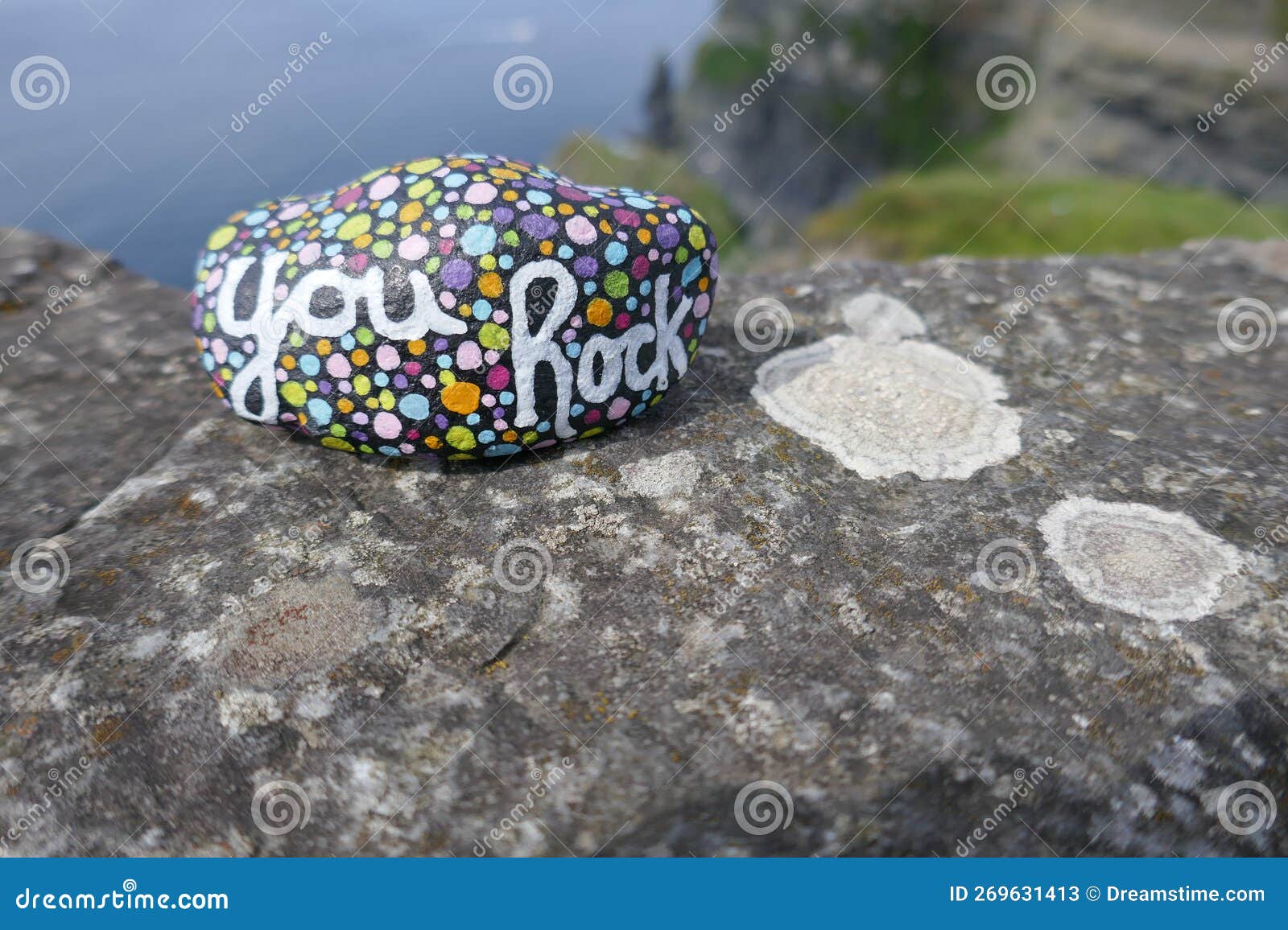 Encouraging Kindness Rock with You Rock Message on Cliff with Lichens ...
