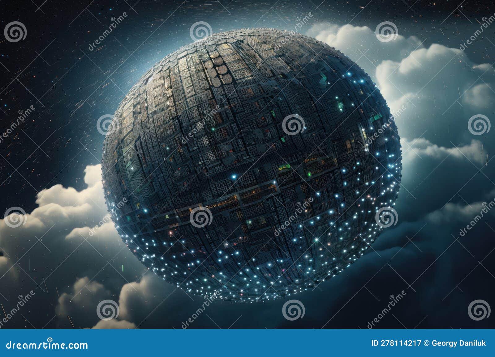 Encrypted Data Cloud: Futuristic Planetary Storage Solutio Stock ...