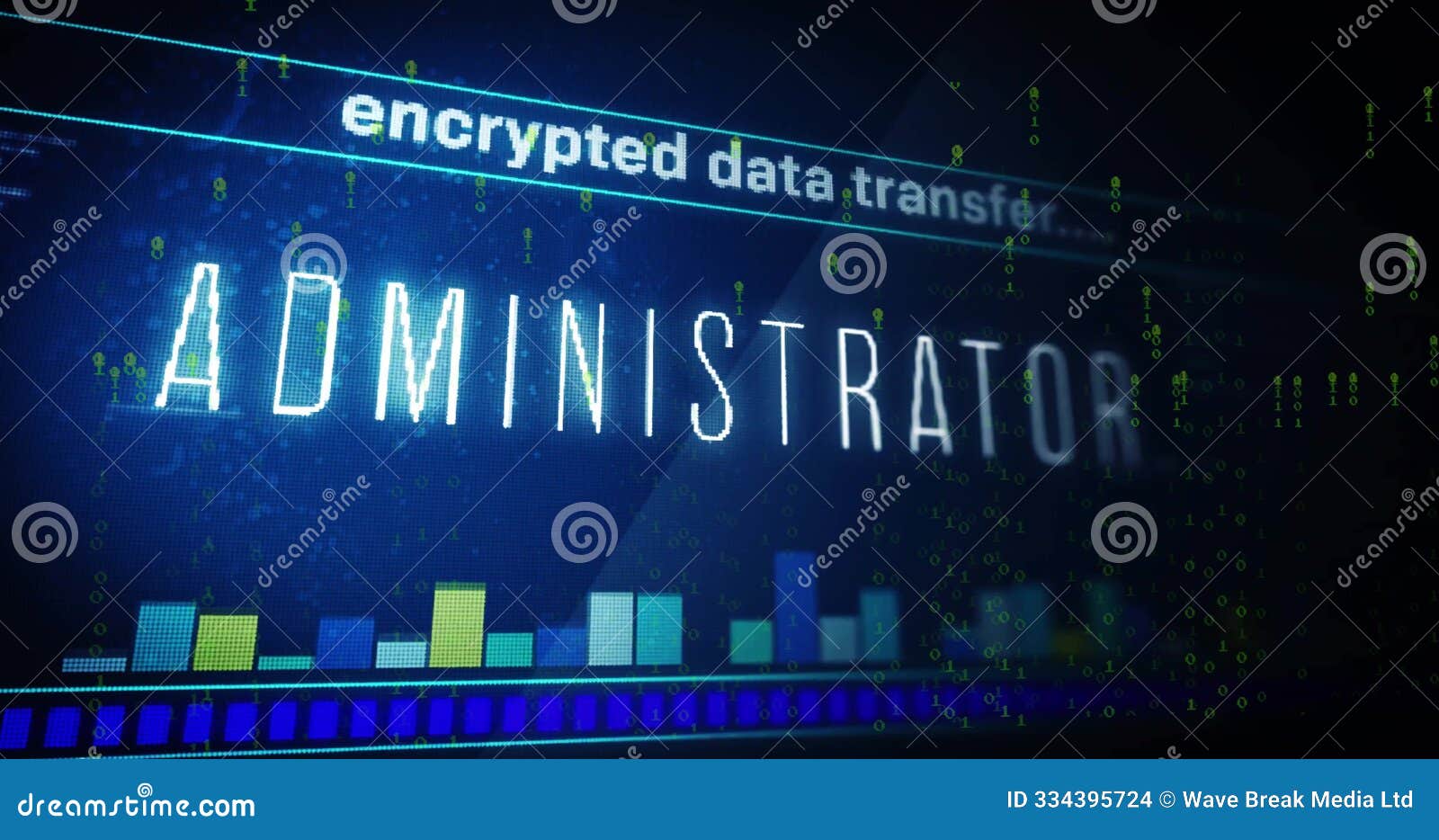 Encrypted Data Transfer Image Over Bar Graph and Binary Code Background Stock Photo - Image of ...