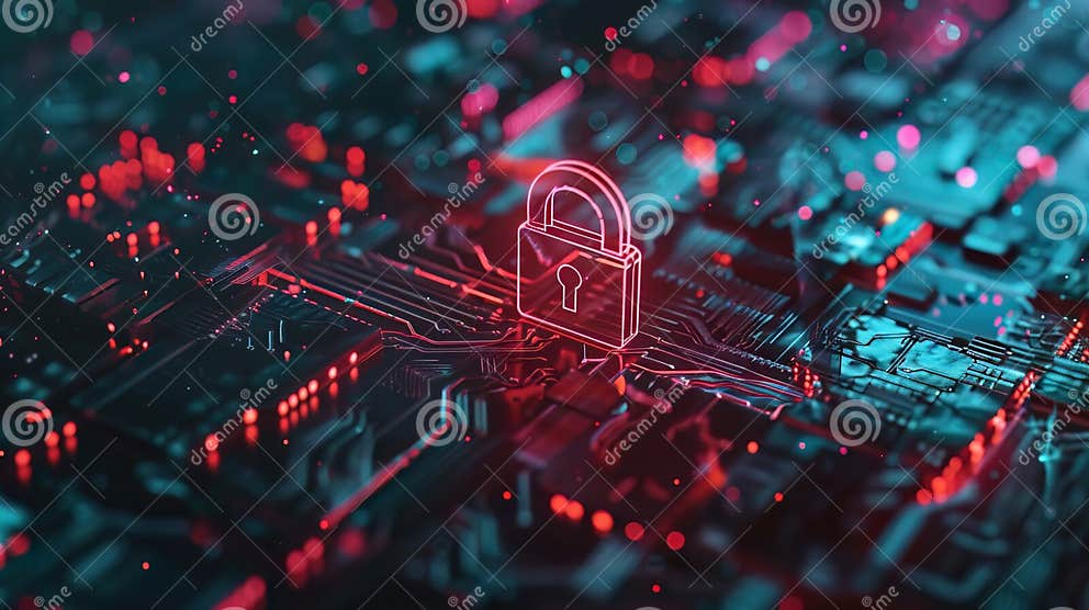 An Encrypted Digital Lock on a Network Node Symbolizing Secure Data ...