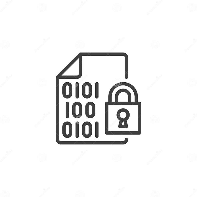 Encrypted Document Line Icon Stock Vector - Illustration of design ...