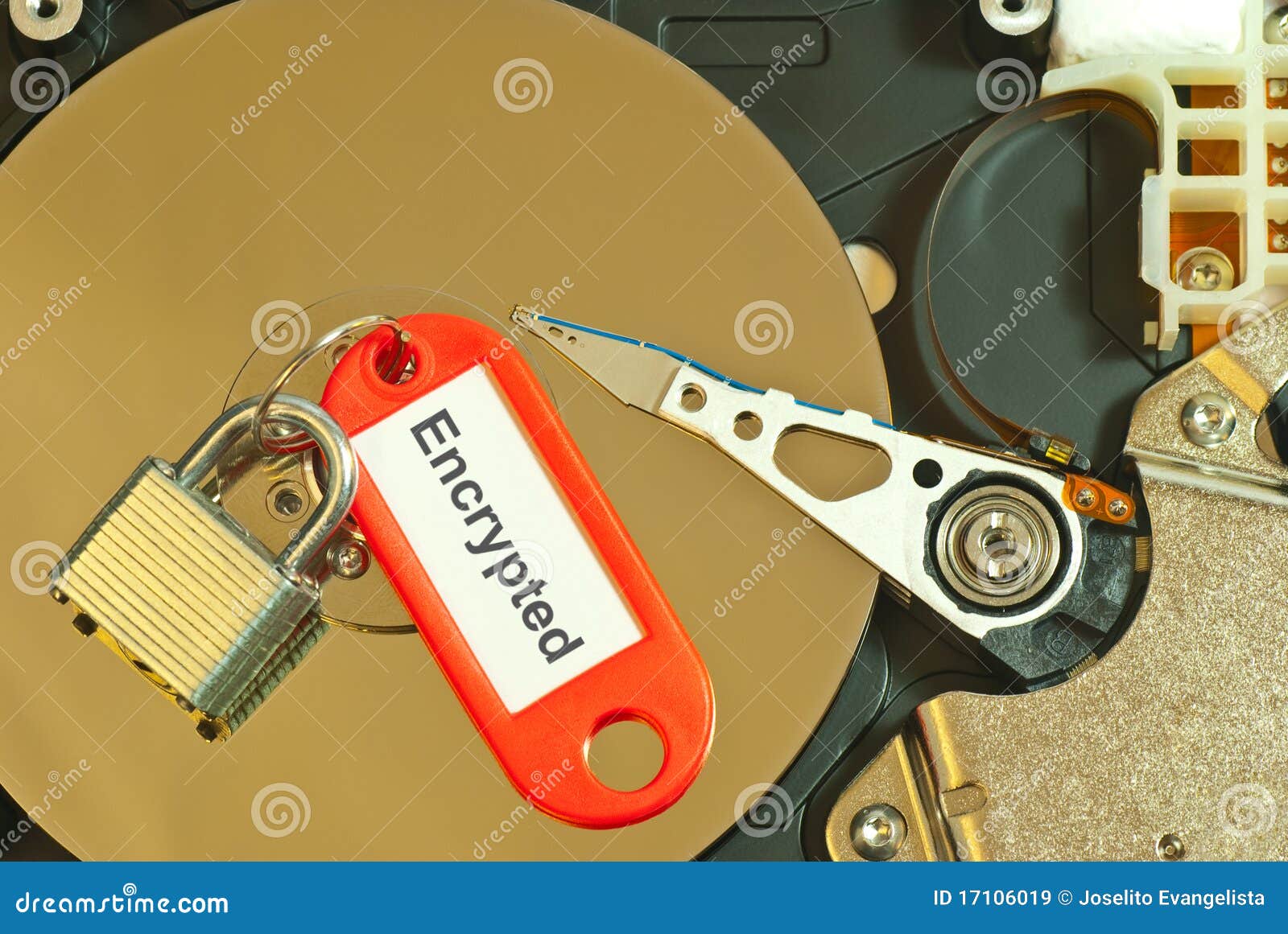 Encrypted hard disk stock image. Image of information - 17106019