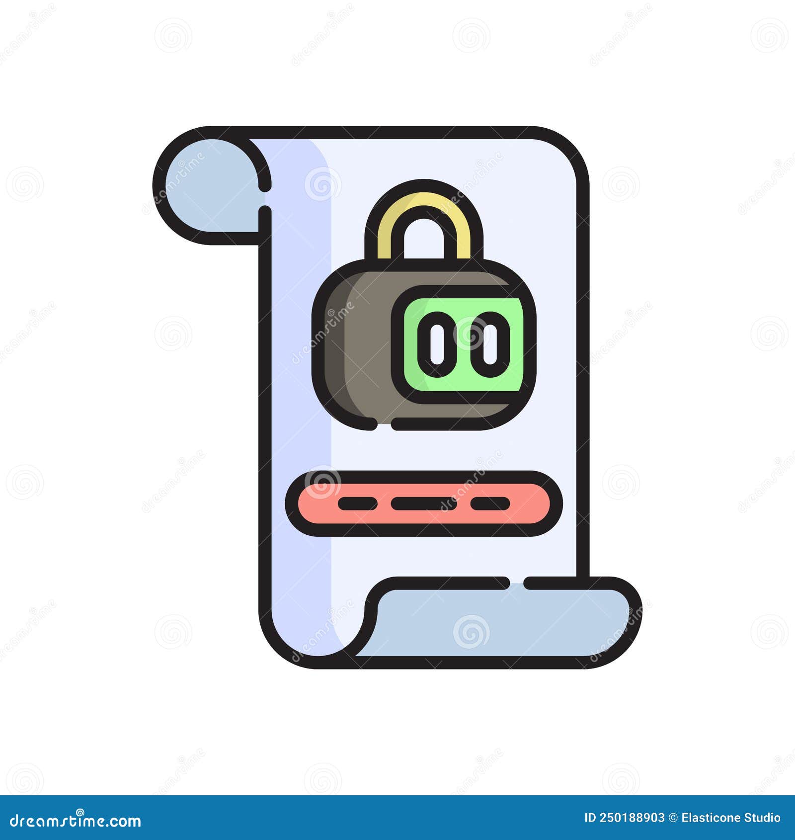 Encrypted Icon Vector Illustration. Flat Outline Cartoon. Cyber ...