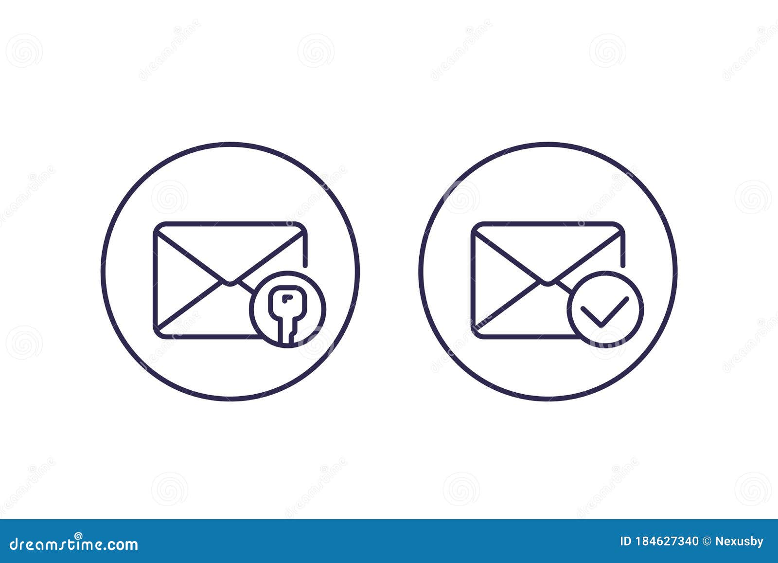 Encrypted Message or Email, Vector Line Icons Stock Illustration ...