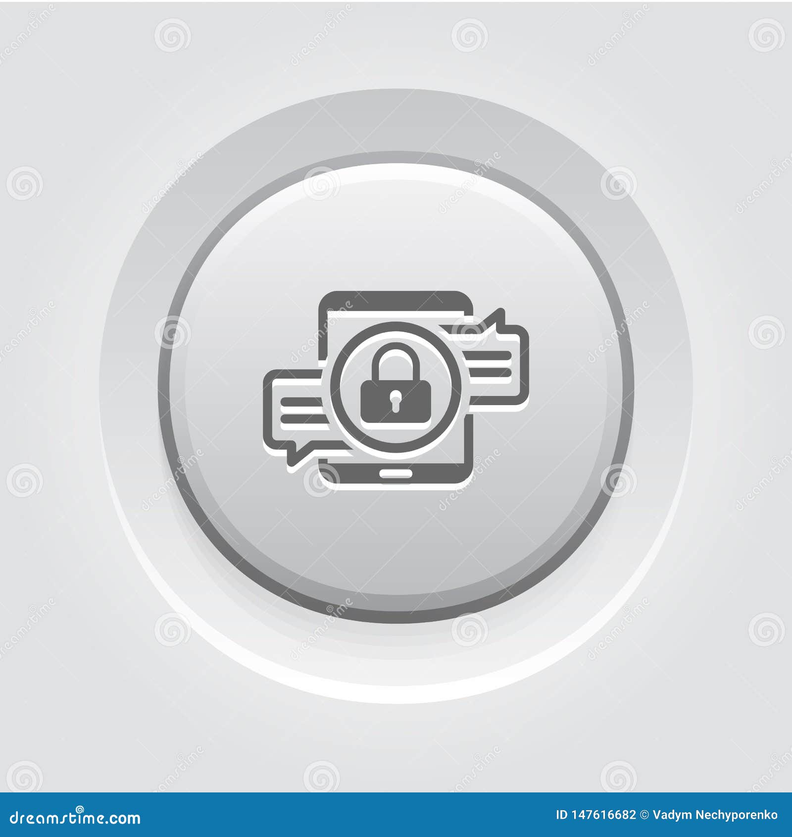 Encrypted Messaging Icon. Grey Button Design Stock Illustration ...