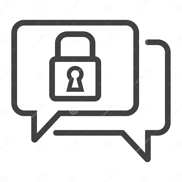 Encrypted Messaging Line Icon, Security Stock Vector - Illustration of ...