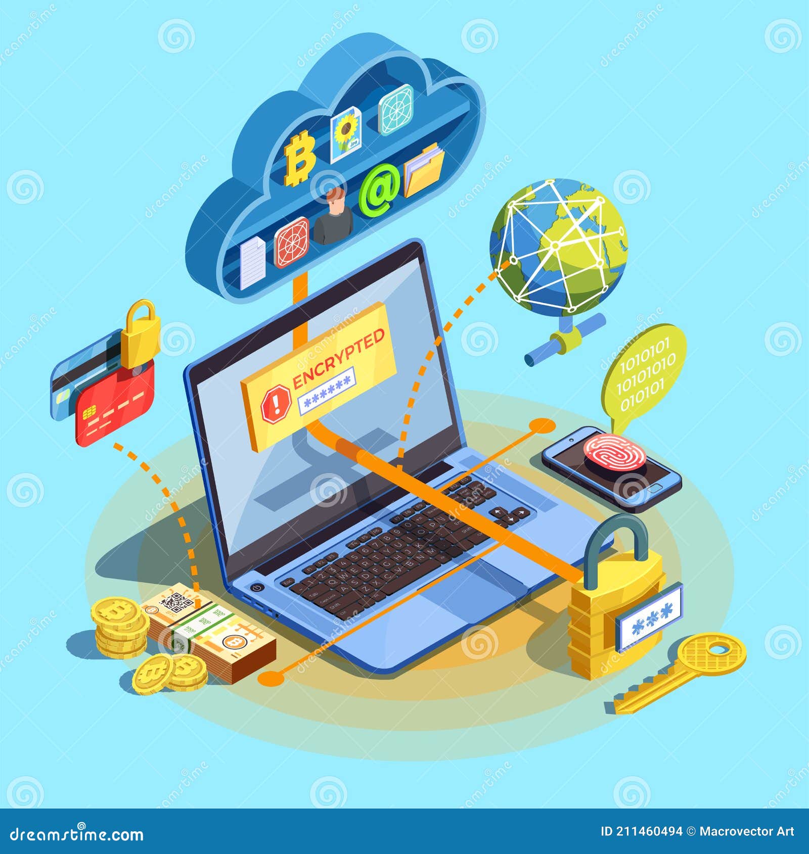 Encrypted Network Cartoon Vector | CartoonDealer.com #34236111