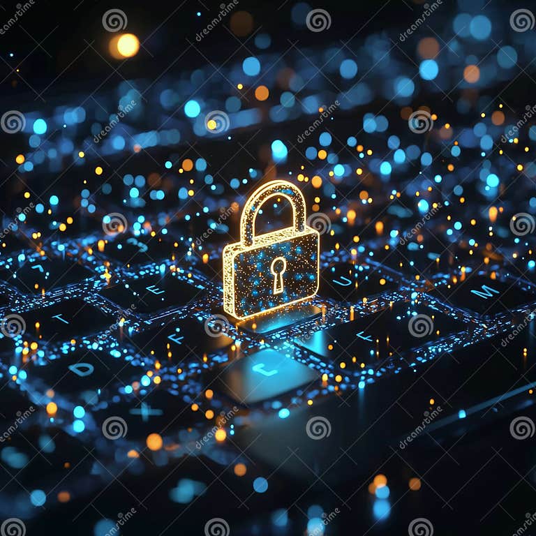 An Encrypted Padlock Rests on a Keyboard As a Symbol of Digital ...