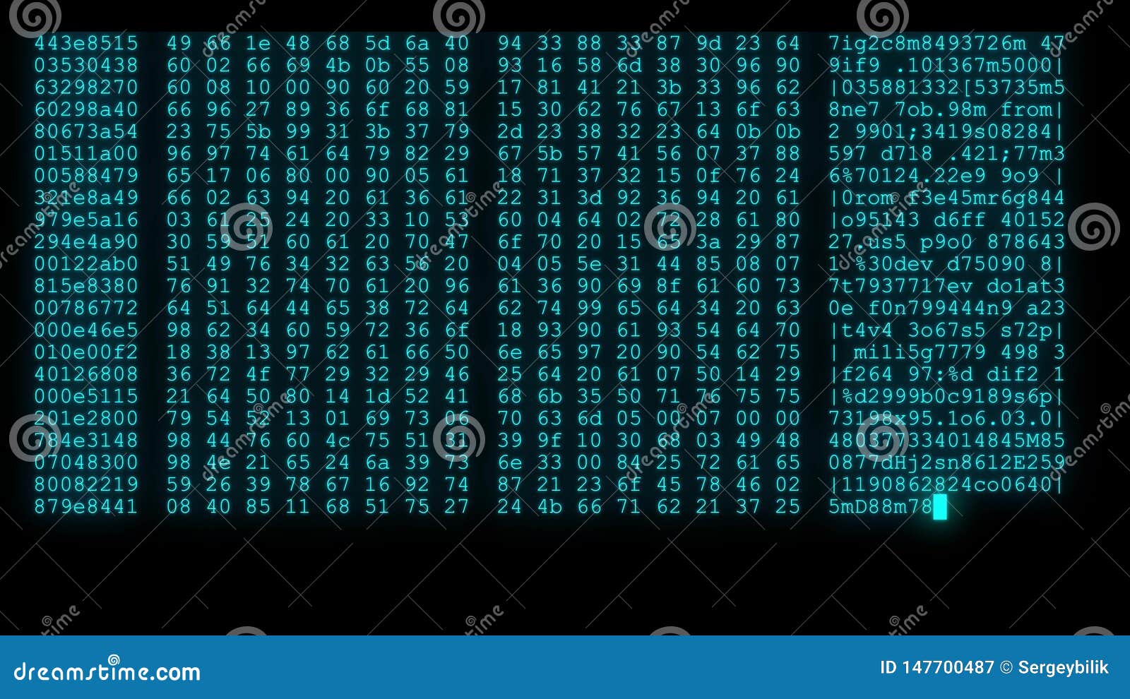 Encrypted Programming Security Hacking Code Data Flow Stream on Display ...
