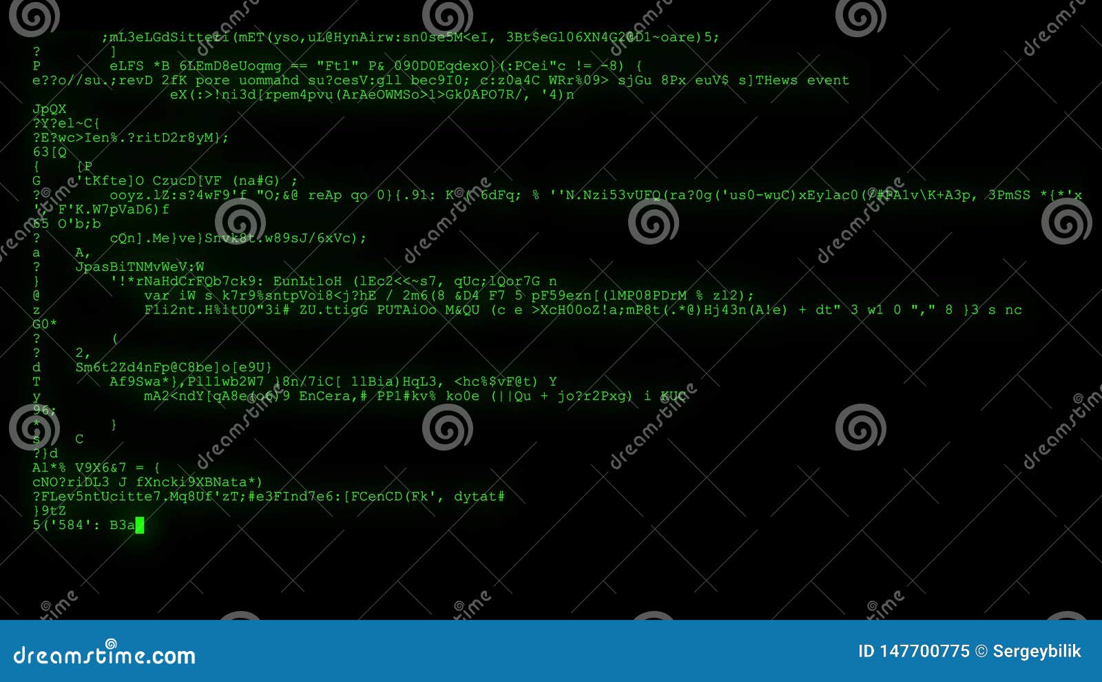 Encrypted Programming Security Hacking Code Data Flow Stream on Display New Quality Numbers ...