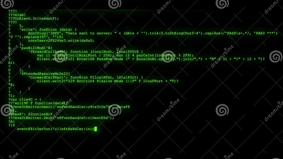Encrypted Programming Security Hacking Code Data Flow Stream on Display New Quality Numbers ...