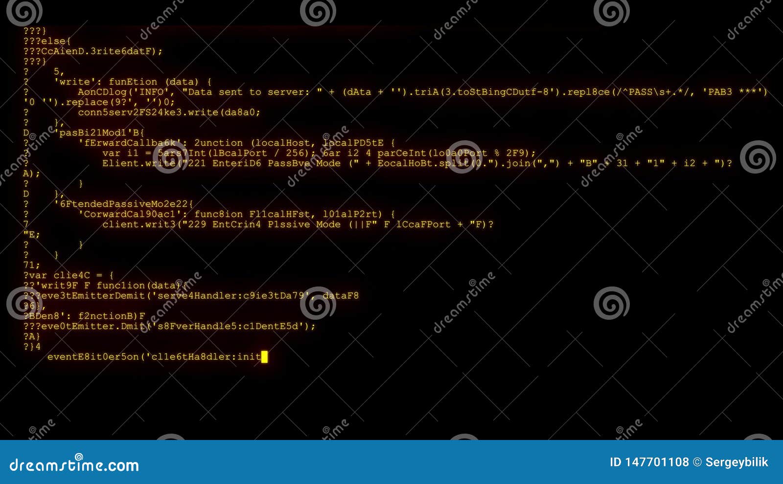 Encrypted Programming Security Hacking Code Data Flow Stream On Display New Quality Numbers