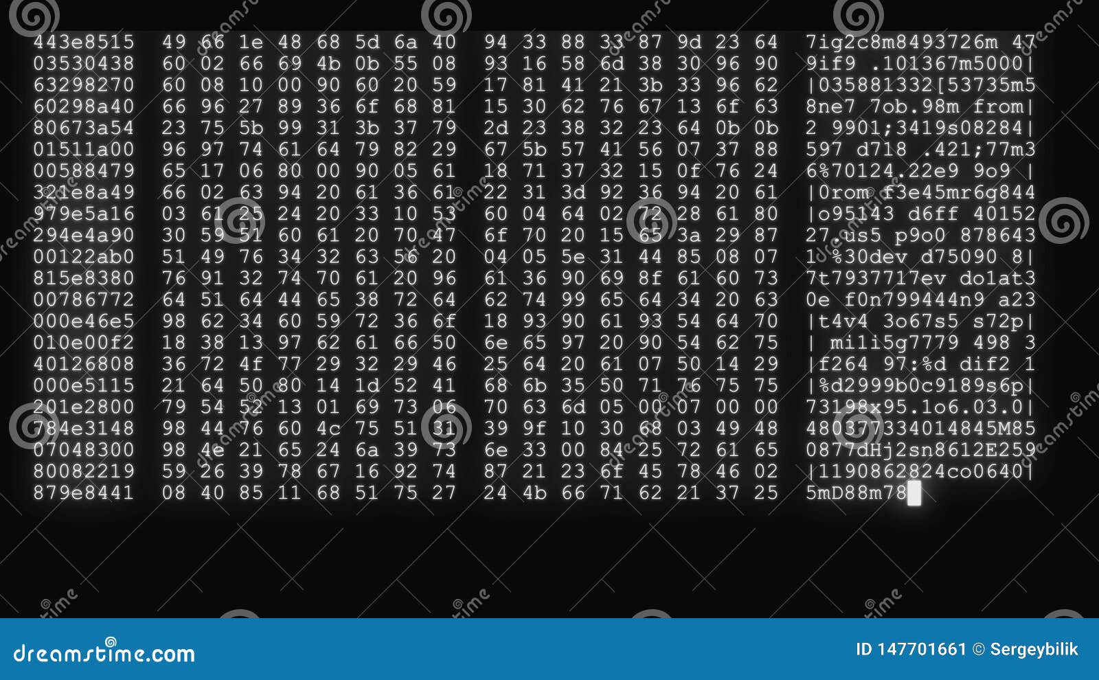 Encrypted Programming Security Hacking Code Data Flow Stream on Display New Quality Numbers ...