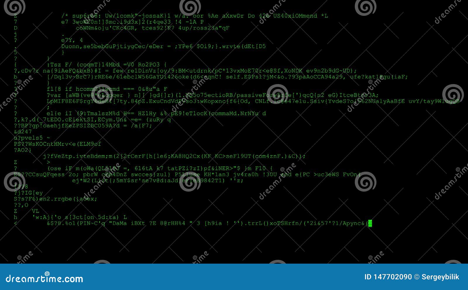Encrypted Programming Security Hacking Code Data Flow Stream on Display New Quality Numbers ...