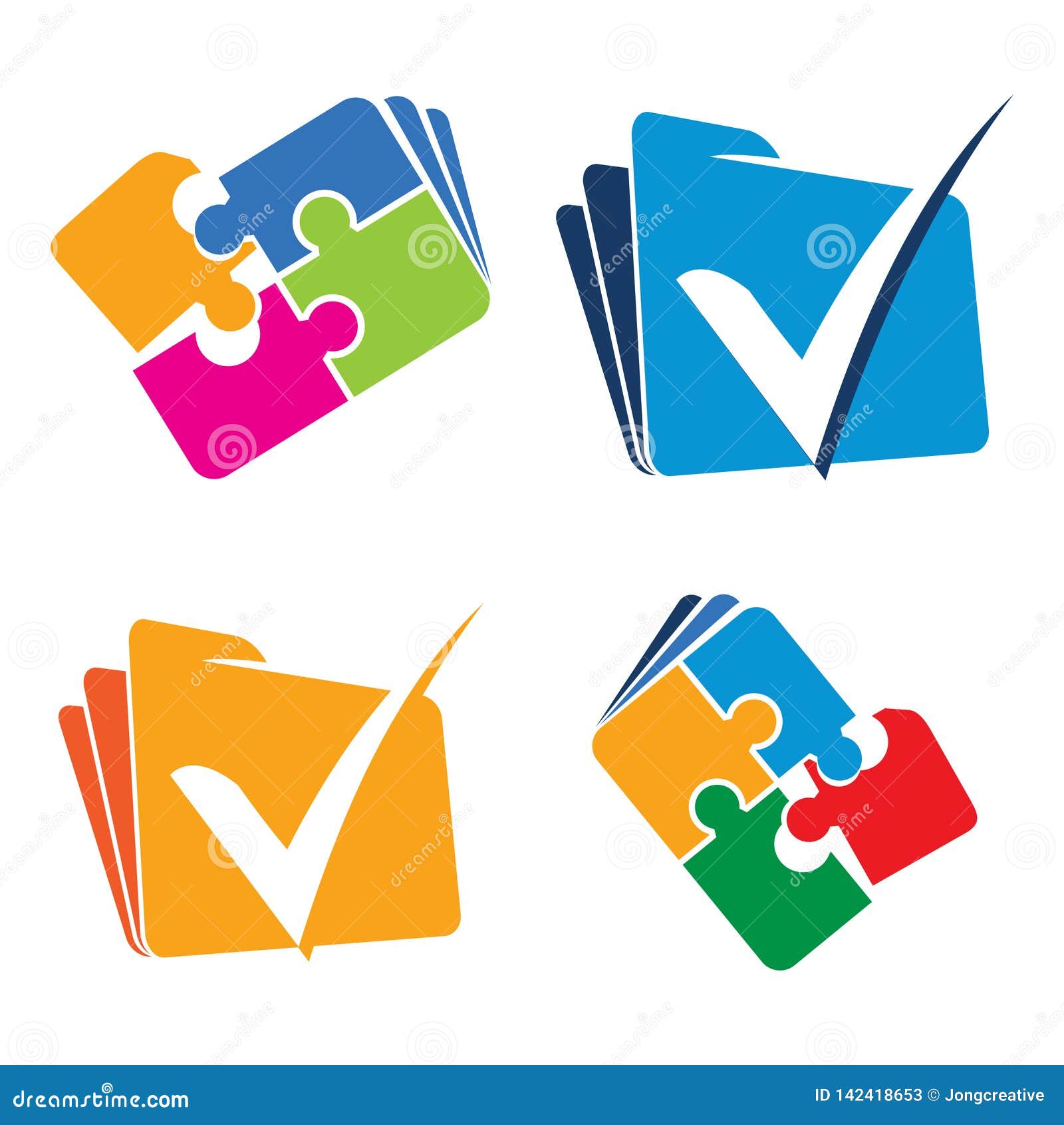 Encrypted Protection Puzzle File Folder Symbol Icon Set Stock Vector ...