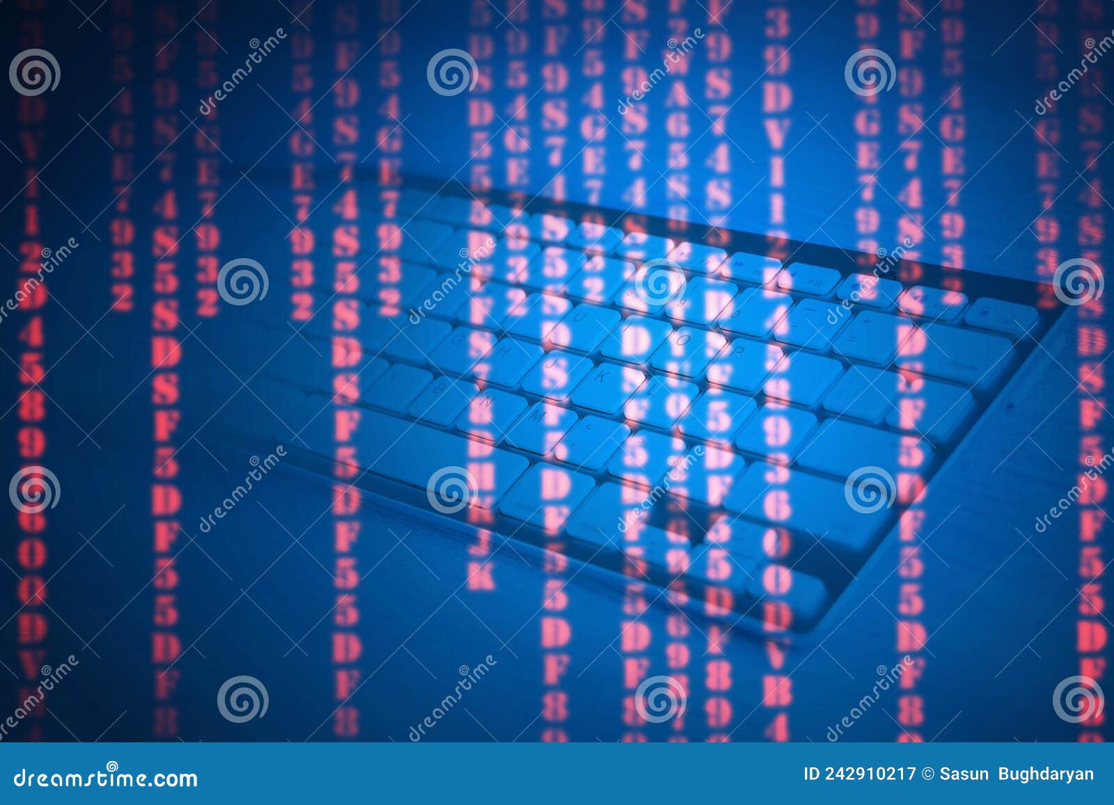 Encrypted Text on Keyboard Background Stock Illustration - Illustration ...