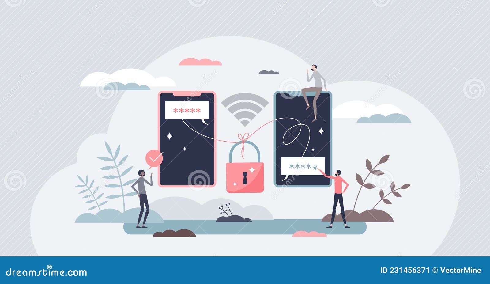 Encryption As Data Coding Security Feature For Messages Tiny Person Concept Stock Vector