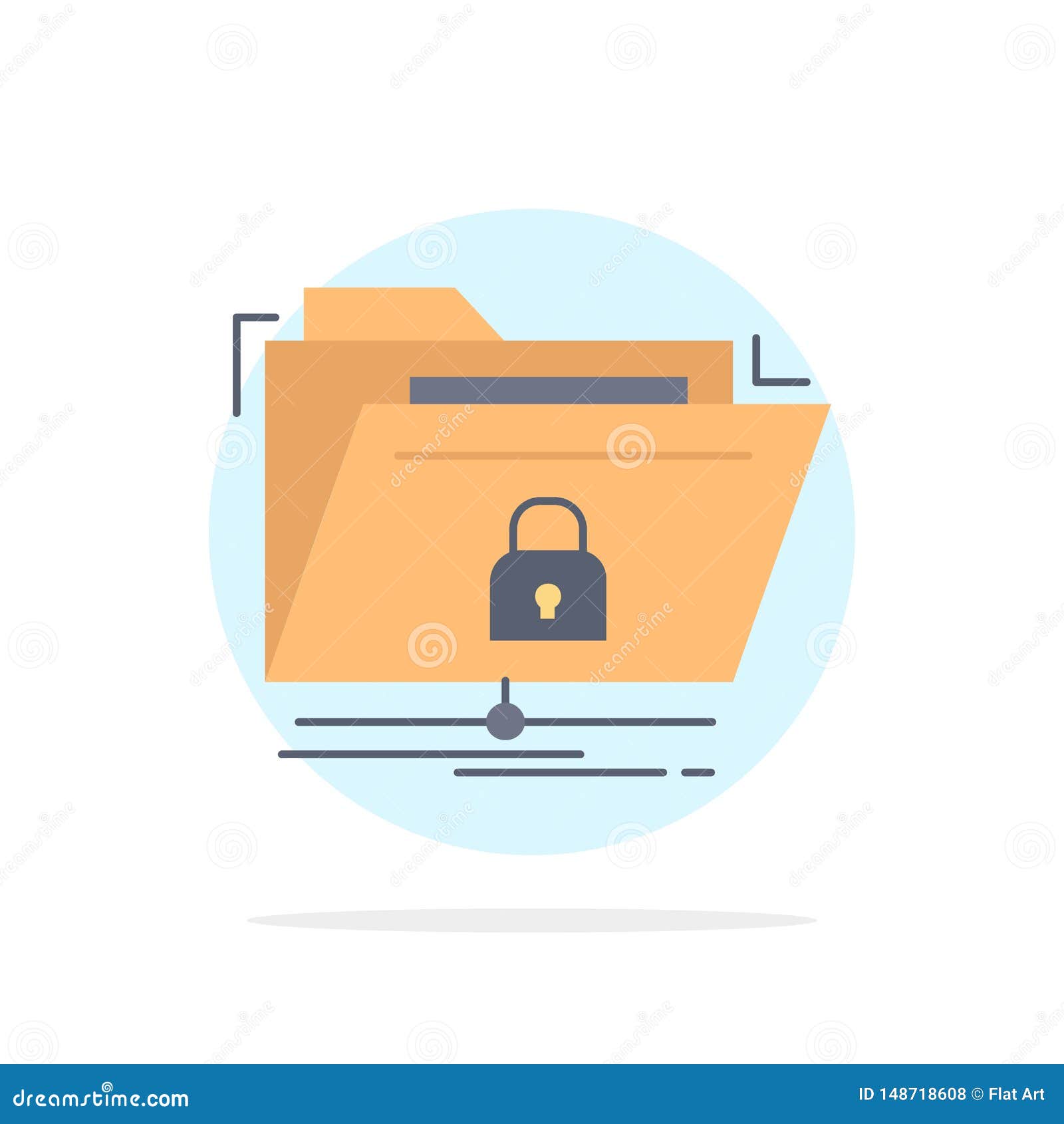 Encryption, Files, Folder, Network, Secure Flat Color Icon Vector Stock ...