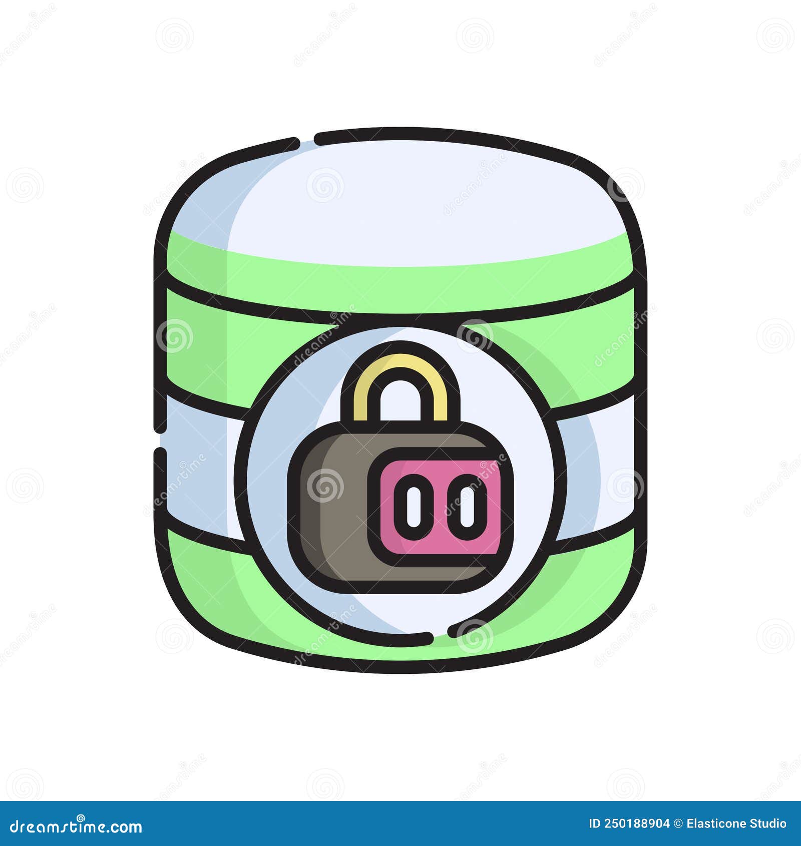 Encryption Icon Vector Illustration. Flat Outline Cartoon. Cyber ...