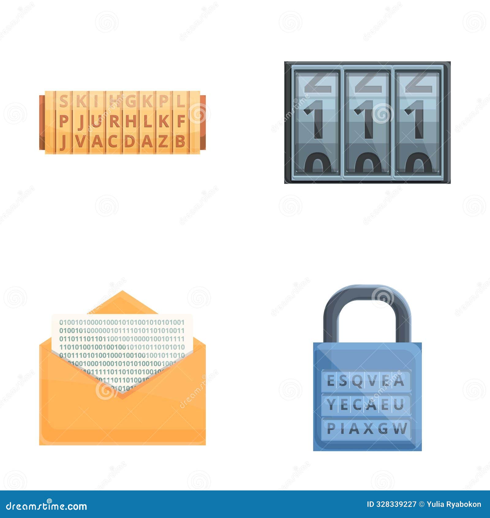 Encryption Icons Set Cartoon Vector. Various Type of Encryption Stock ...