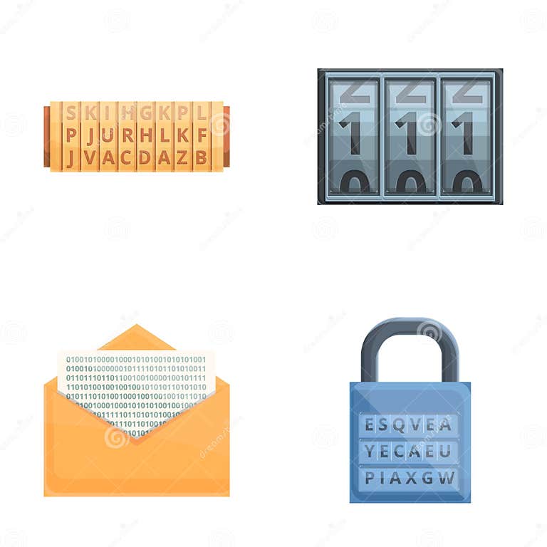 Encryption Icons Set Cartoon Vector. Various Type of Encryption Stock ...