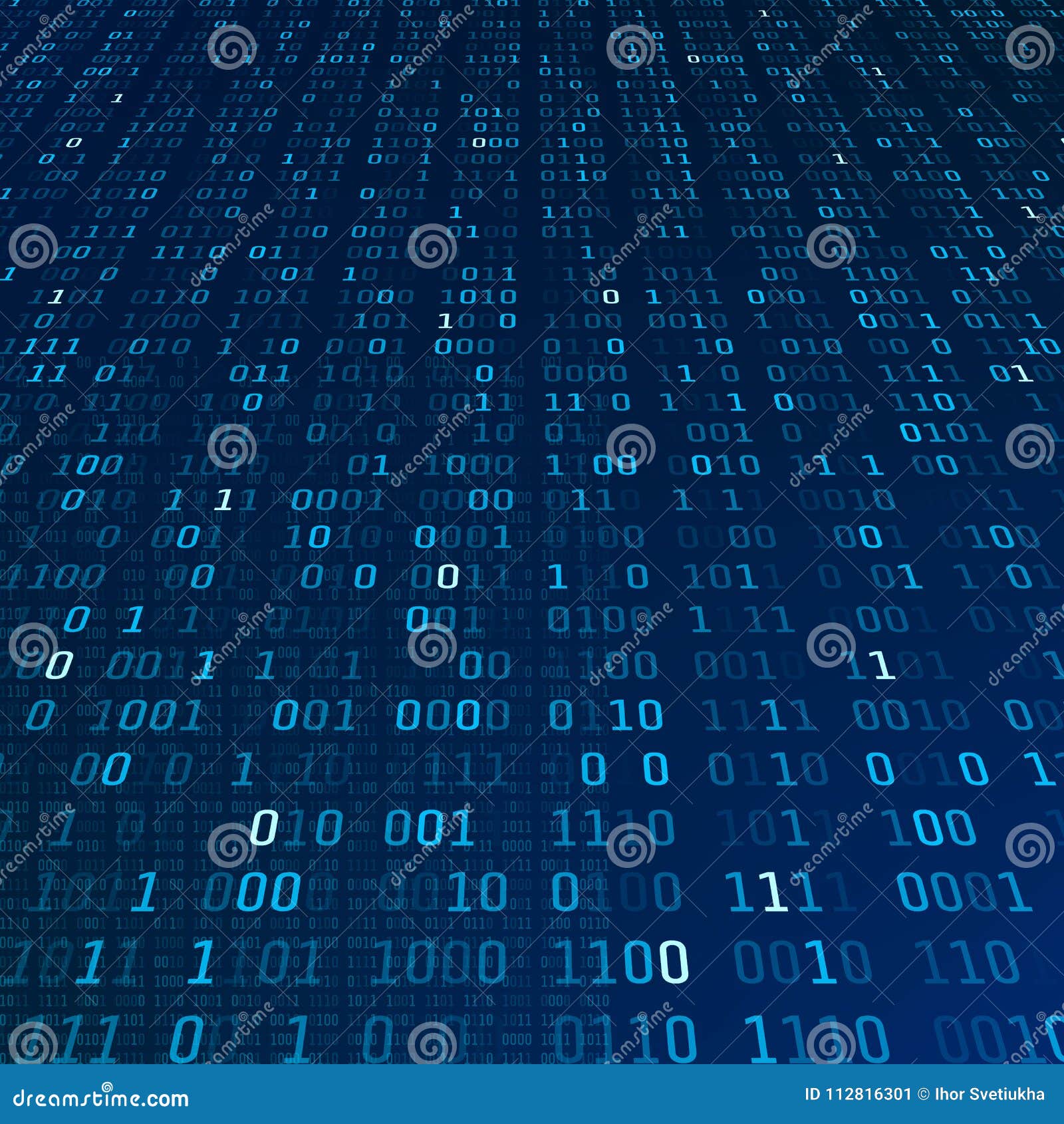 Encryption Information Binary Code On Blue Background Big Data Algorithm Abstract Concept