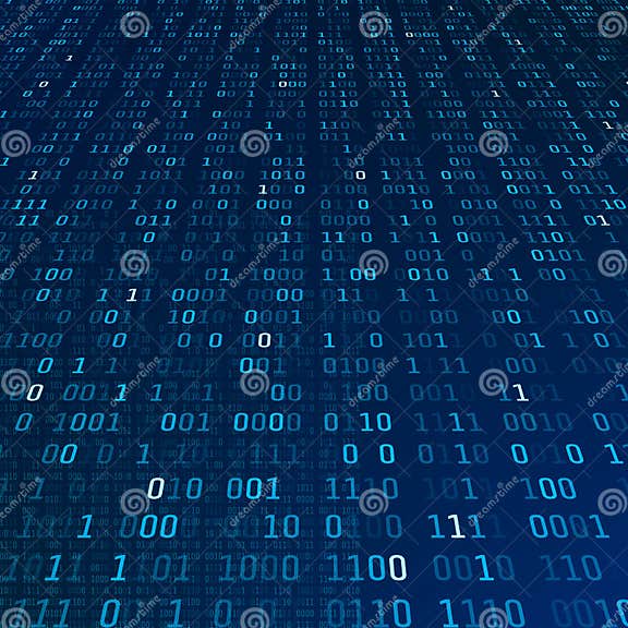 Encryption Information. Binary Code on Blue Background. Big Data Algorithm Abstract Concept ...