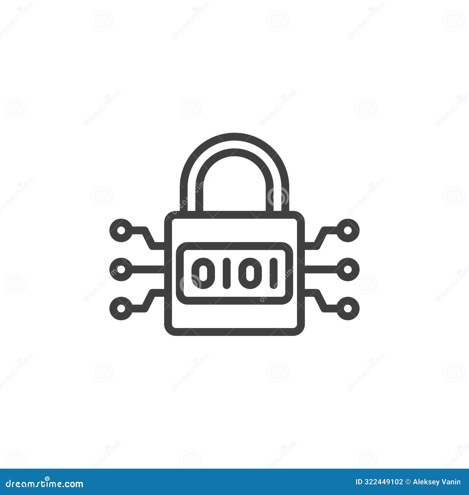 Encryption lock line icon stock illustration. Illustration of binary ...