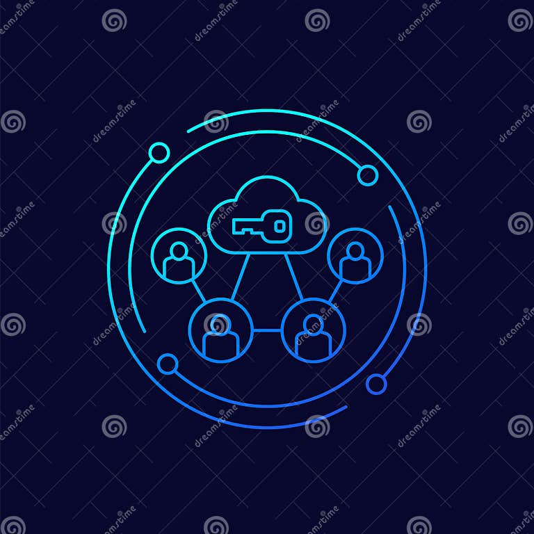 Encryption of Personal Data in Cloud Line Icon Stock Vector - Illustration of icon, protect ...