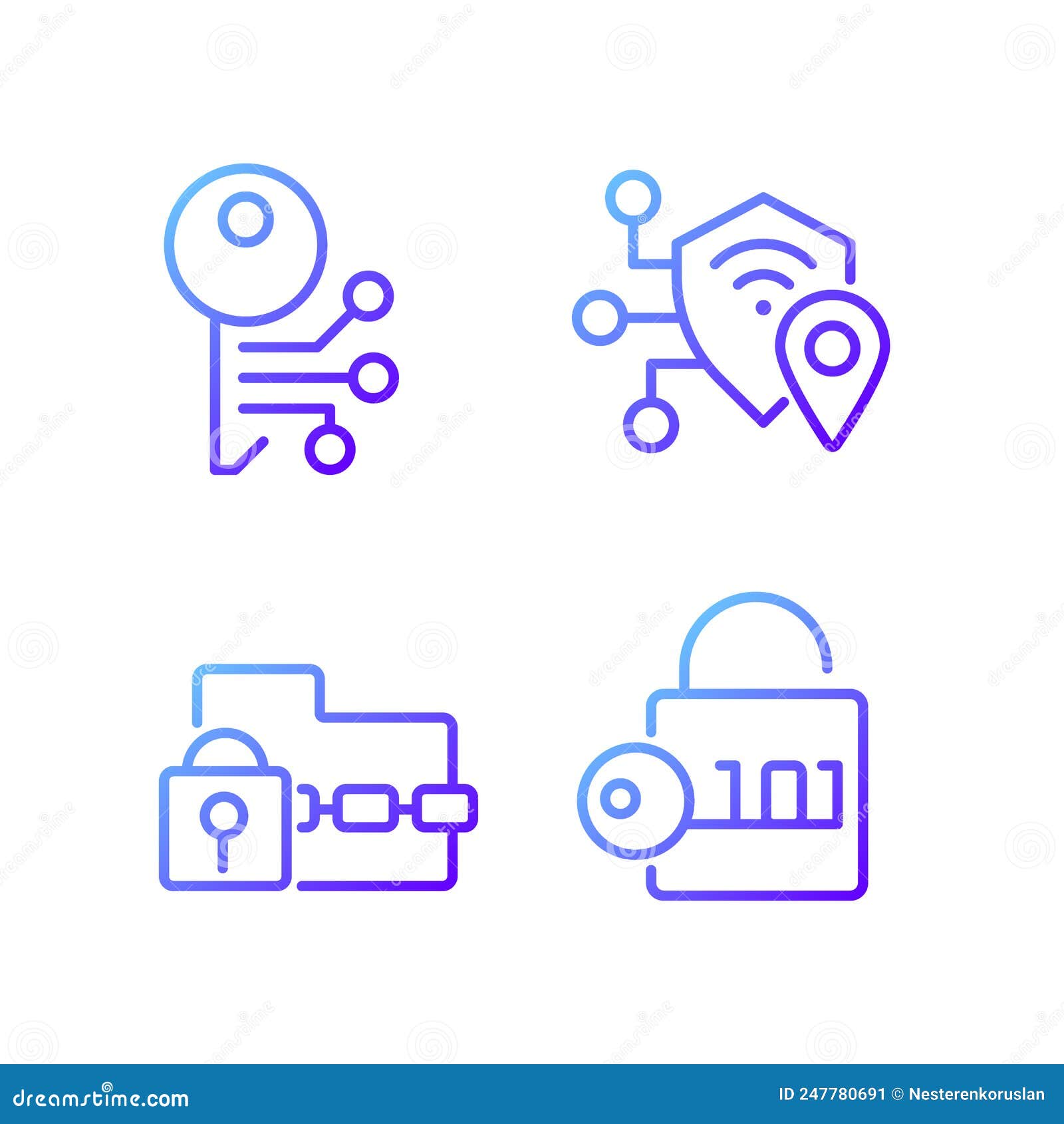 Encryption Technologies Pixel Perfect Gradient Linear Vector Icons Set ...