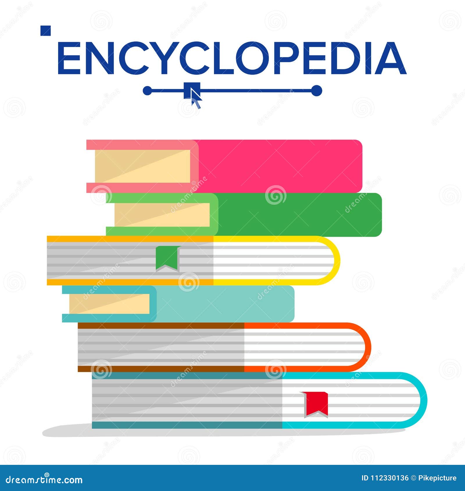 Encyclopedia Pile Vector. Books Stack with Bookmarks. Science, Learning ...