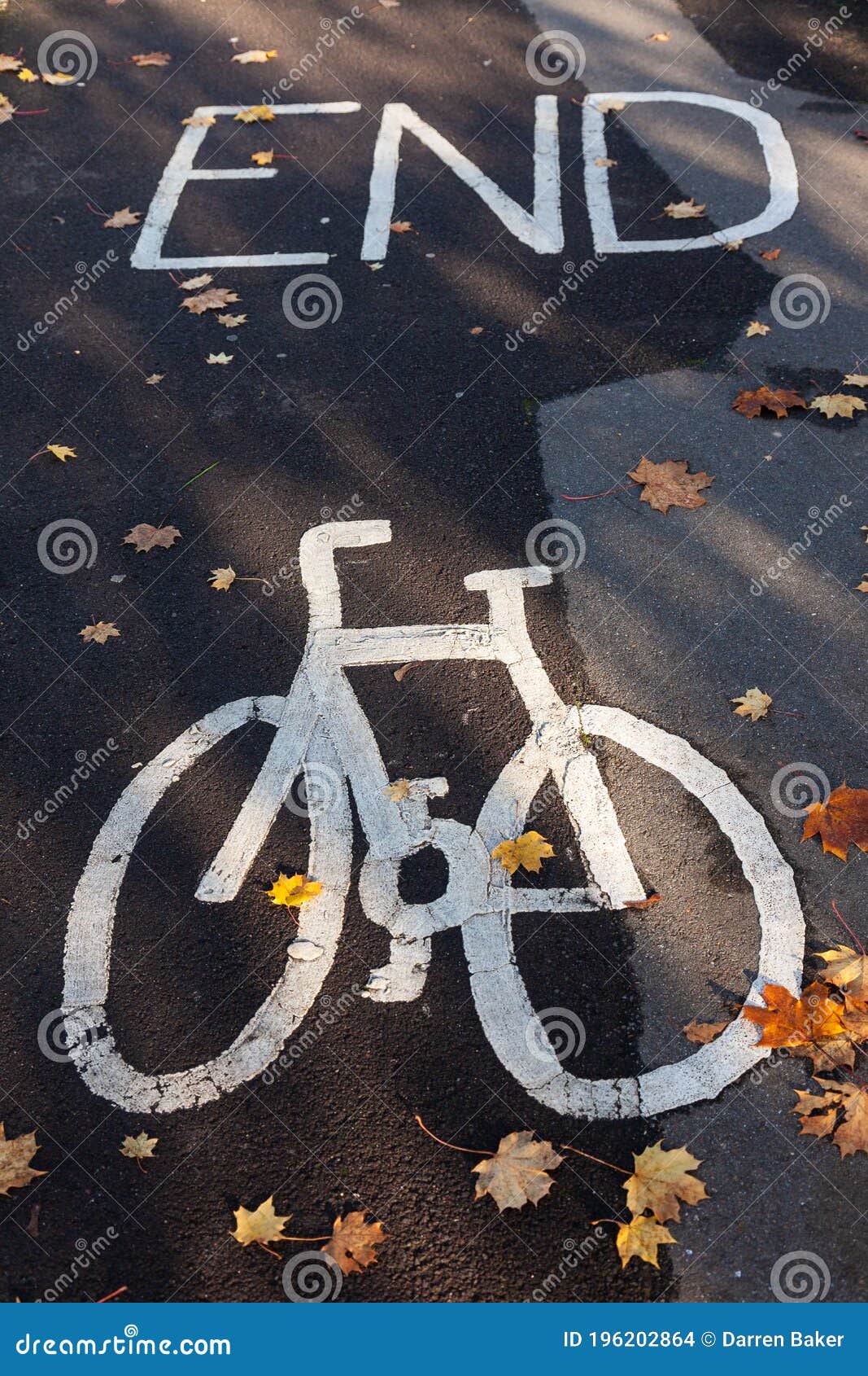 End of Bicycle or Cycle Lane Sign Stock Photo - Image of cycling, fall ...