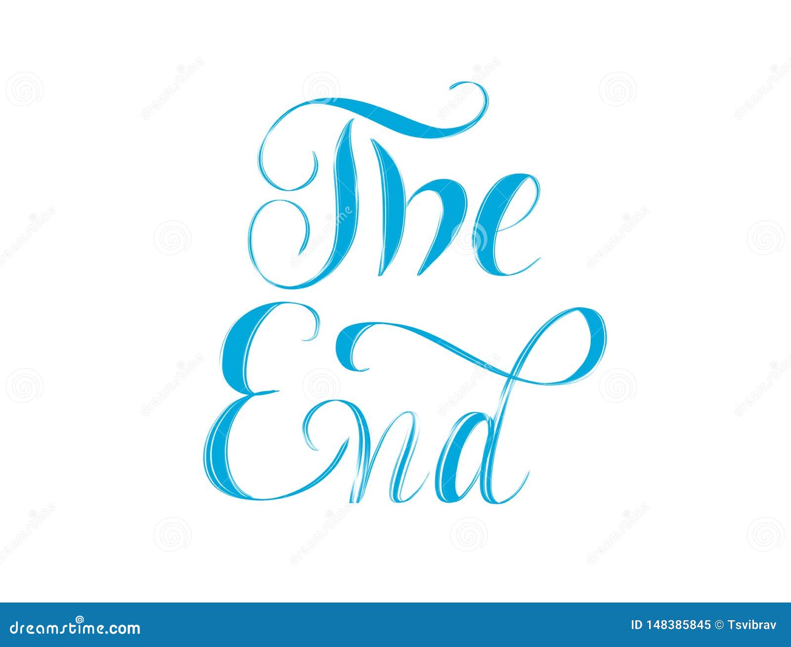 The End - Blue Hand Lettering. Stock Illustration - Illustration of ...