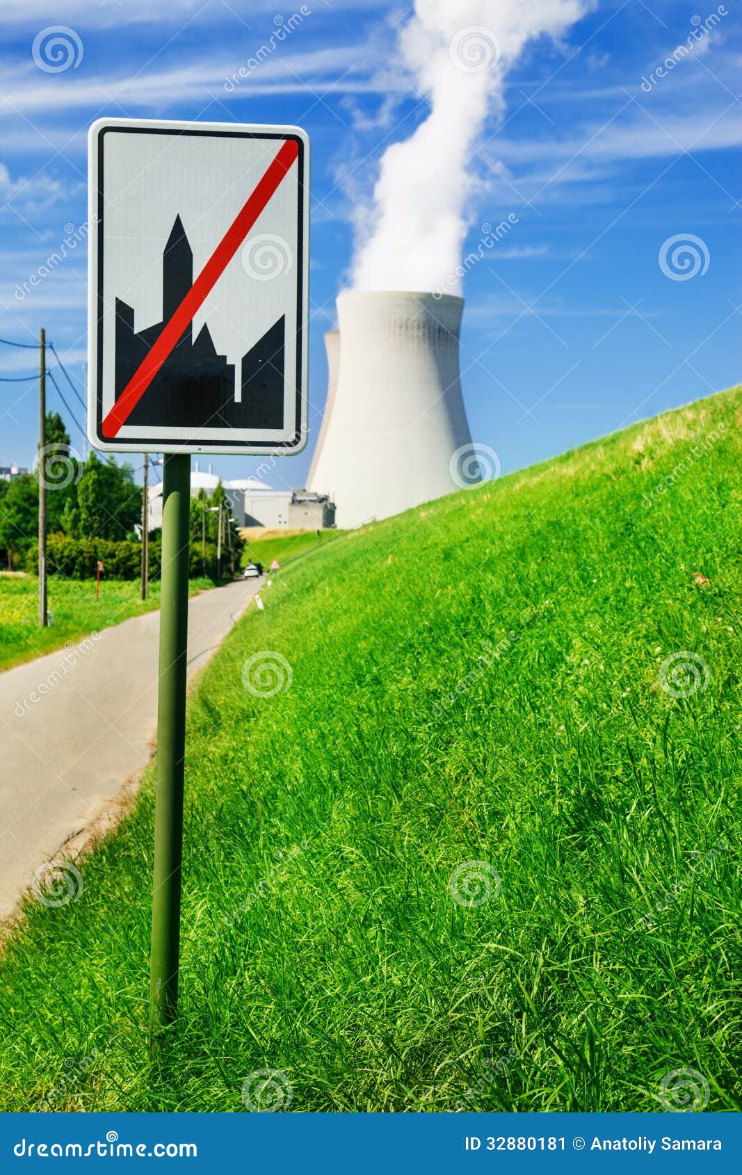 End of Built-up Area Road Sign Stock Image - Image of doel, blue: 32880181