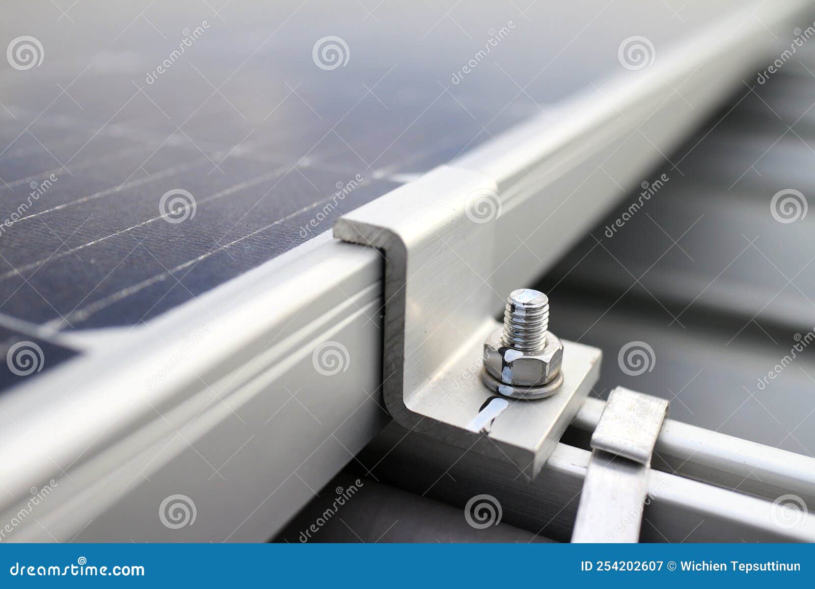 End Clamp of Solar PV Panel Installation Stock Image - Image of kits ...