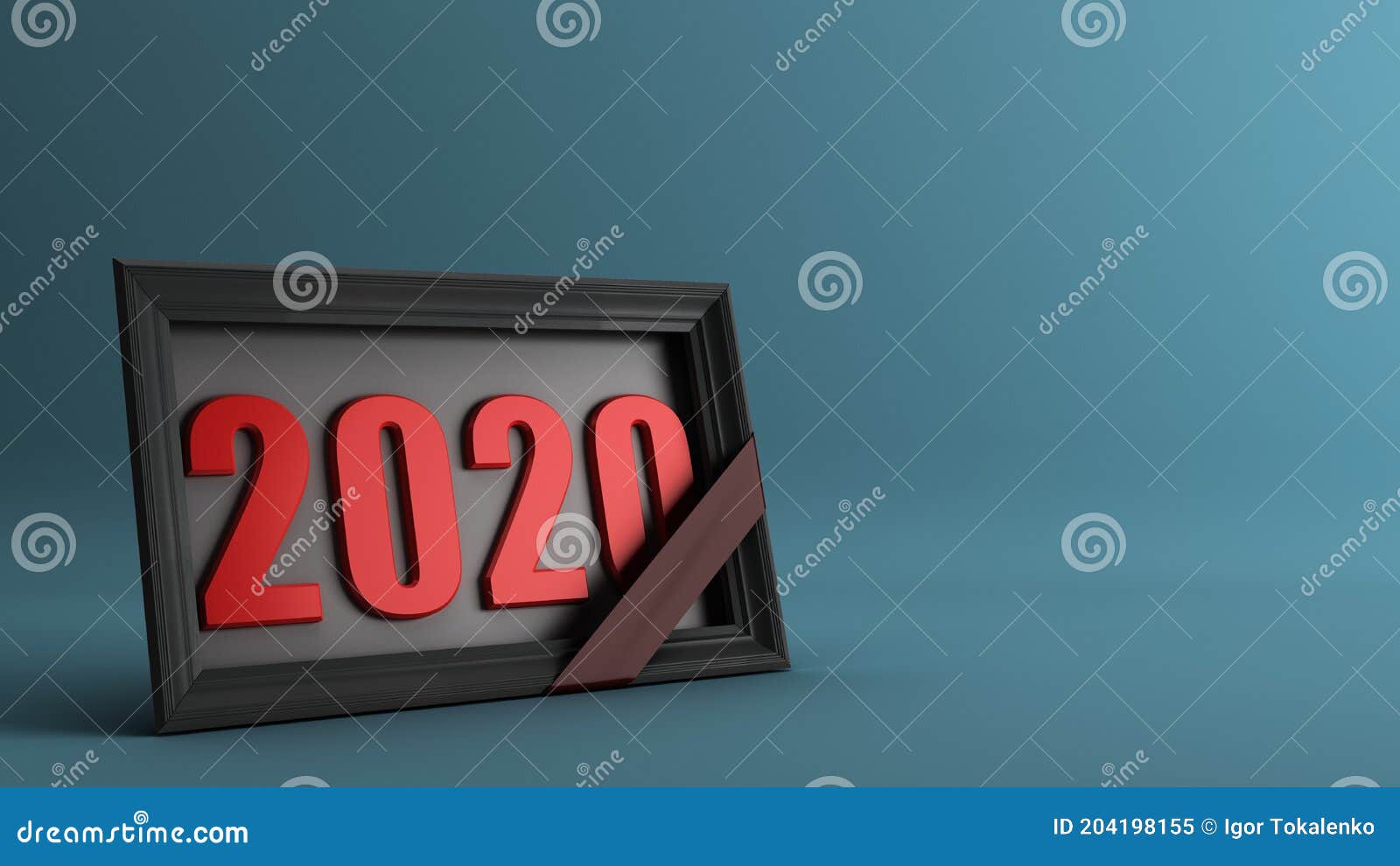 2020 End Concept Mourning and Sorrow 3d Render on Blue Gradient Stock ...