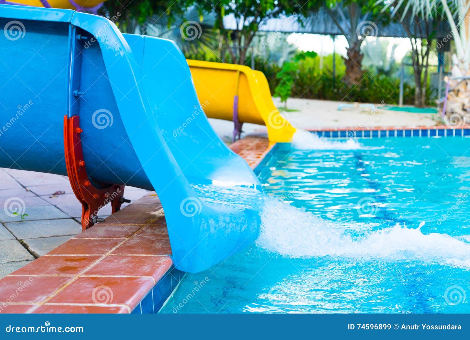 The End Exit of Water Slides Stock Image - Image of splash, outdoor ...